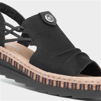 Rieker Antistress Womens Black Sandal-11074 | Shoe Zone
