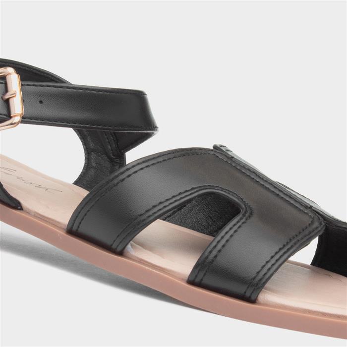 Krush Christina Womens Black Flat Sandal-11179 | shoezone