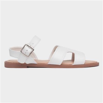 Krush Christina Womens White Flat Sandal-11180 | Shoe Zone