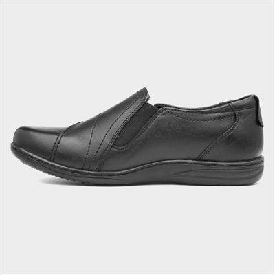 Comfy Steps Jemima Womens Black Leather Shoe-120331 | Shoe Zone