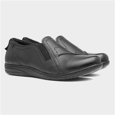 Comfy Steps Jemima Womens Black Leather Shoe-120331 | Shoe Zone