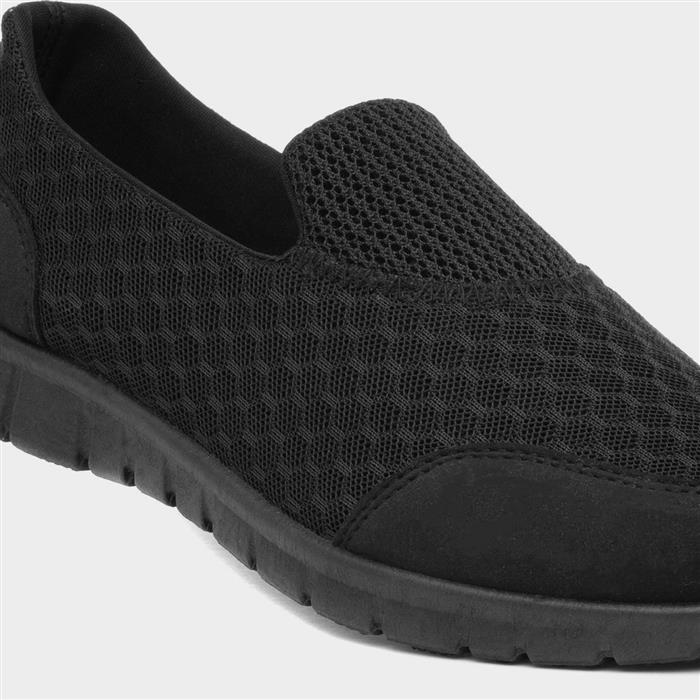 Lilley Womens Slip On Black Flat Shoe-12542 | shoezone