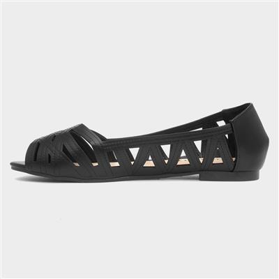 Krush Renee Womens Black Open Toe Ballerina-13019 | Shoe Zone