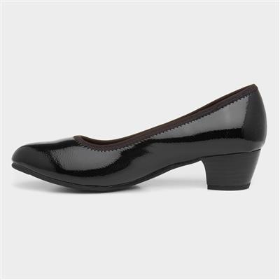 Soft Line Womens Black Block Heel Court Shoe-14120 | shoezone