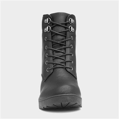 Krush Juliette Womens Black Lace Up Heeled Boot-17054 | Shoe Zone