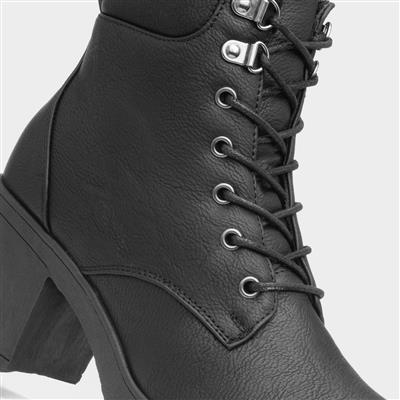 Krush Juliette Womens Black Lace Up Heeled Boot-17054 | Shoe Zone