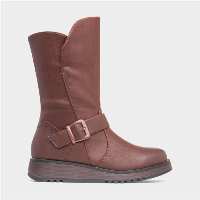 Heavenly Feet Maya Womens Brown Calf Boot-18217 | shoezone