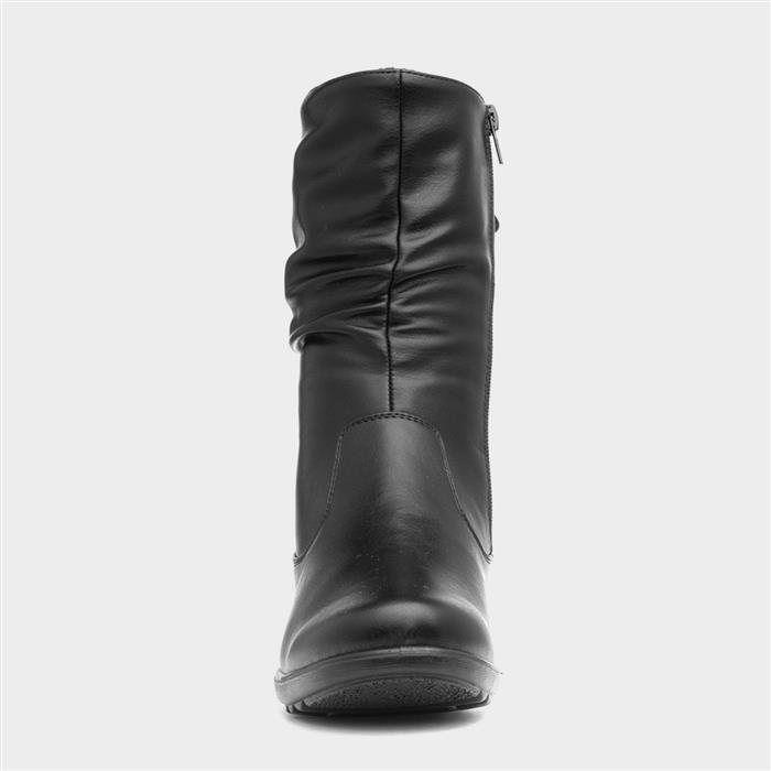 Cushion Walk Roosker Black Wedge Boot-185114 | shoezone