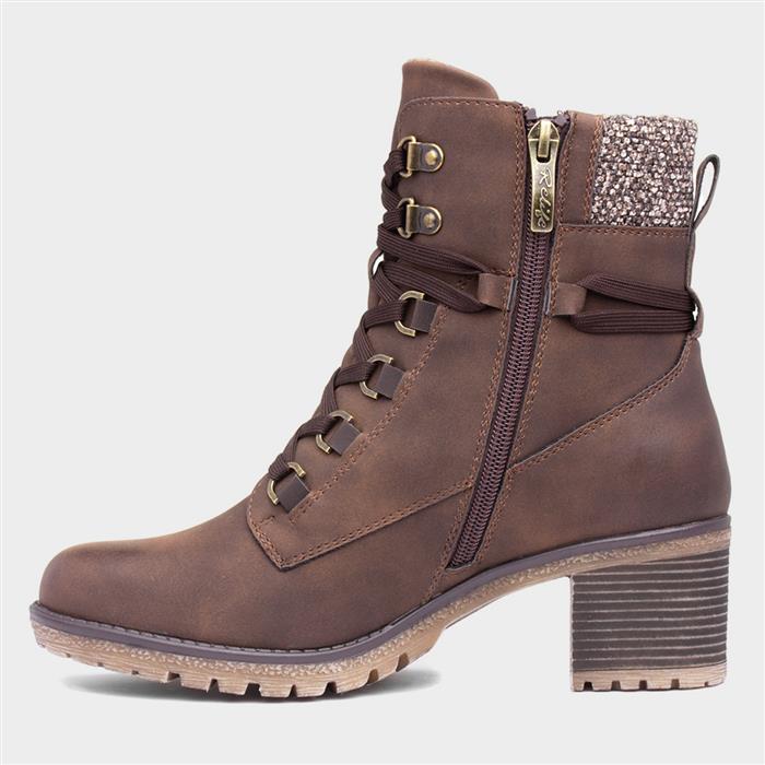 Relife Stacey Womens Brown Heeled Boots-185117 | Shoe Zone