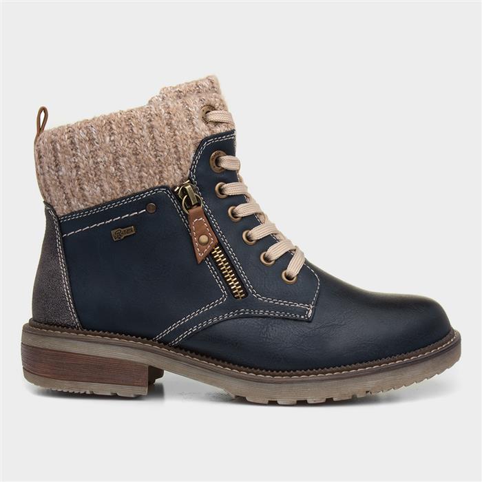 Relife Diane Womens Navy Lace Up Ankle Boot-18734 | Shoe Zone