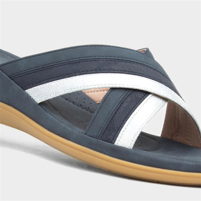 Lilley & Skinner Caicos Womens Navy Mule Sandal-19082 | shoezone