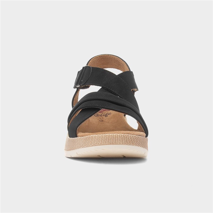 Relife Maldives Womens Black Wedge Sandal-19218 | shoezone