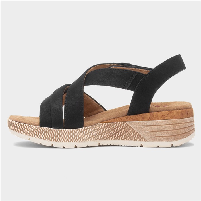 Relife Maldives Womens Black Wedge Sandal-19218 | shoezone