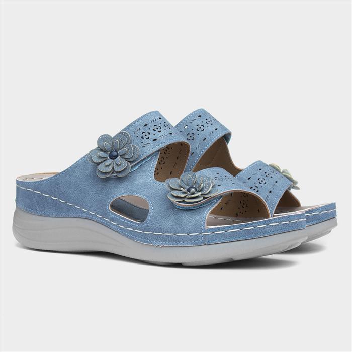 Comfy Steps Madeira Womens Blue Sandal-193044 | shoezone