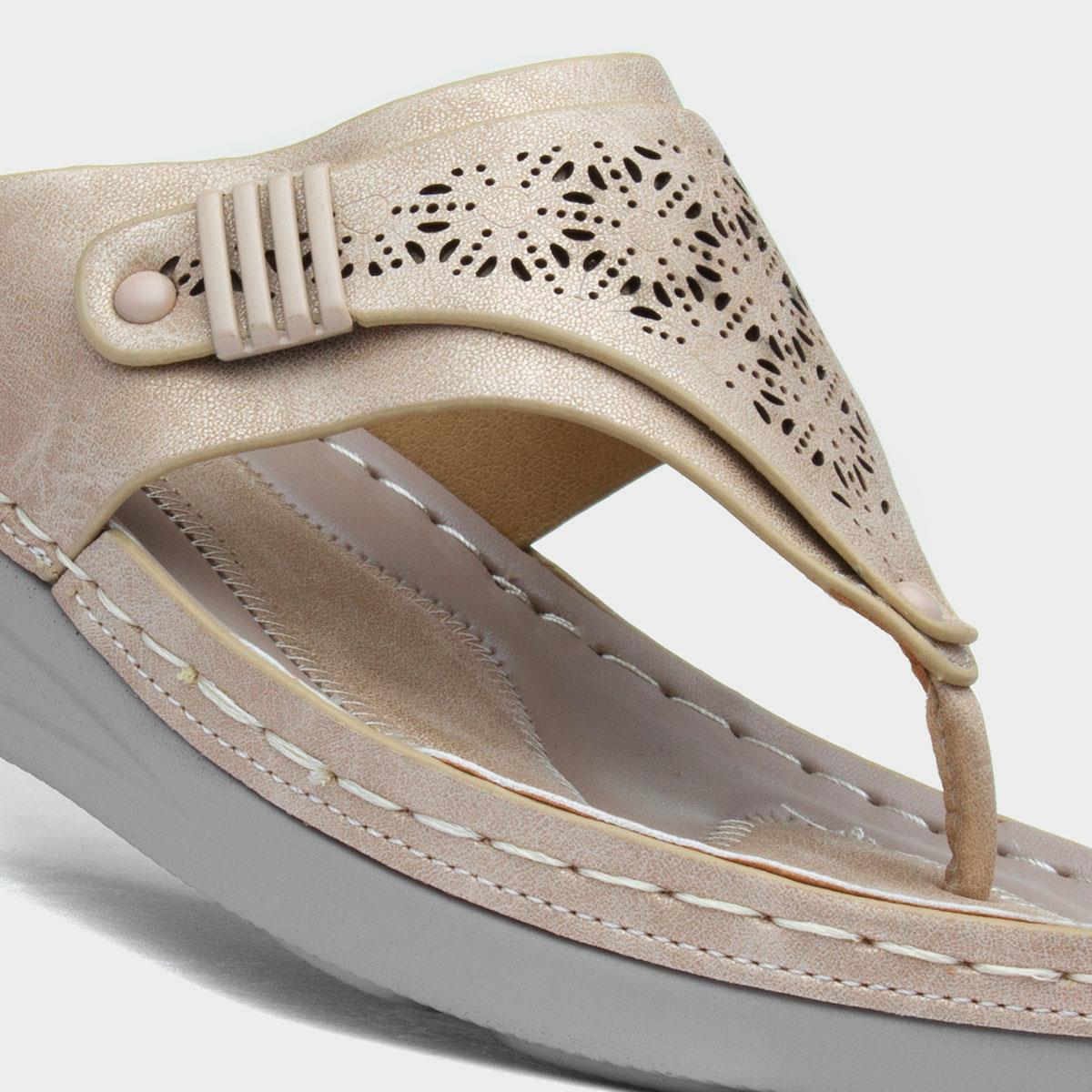 Comfy Steps Malta Womens Beige Toe Post Sandal-193045 | Shoe Zone