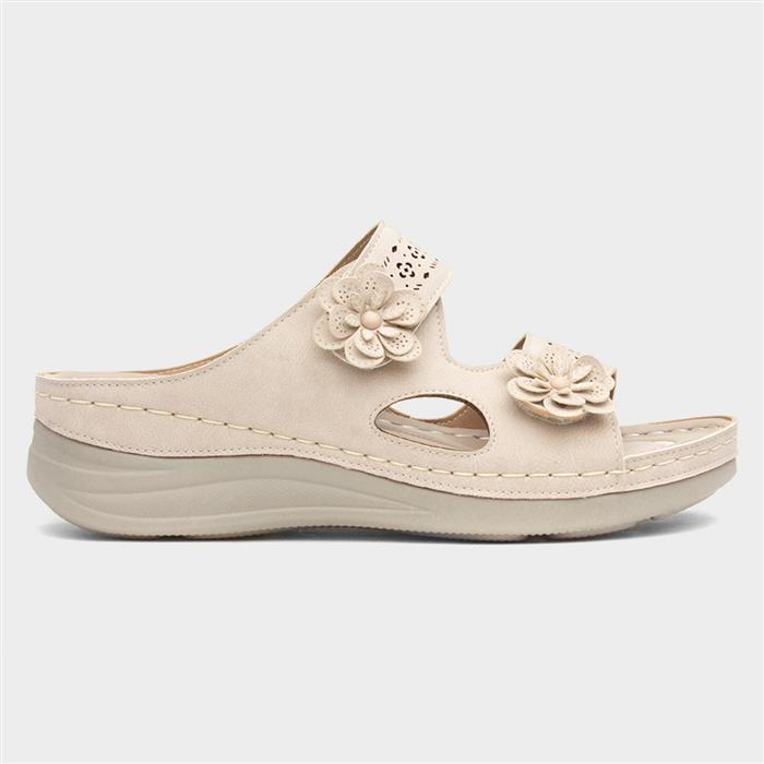 Comfy Steps Madeira Womens Beige Mule Sandal-19304 | shoezone