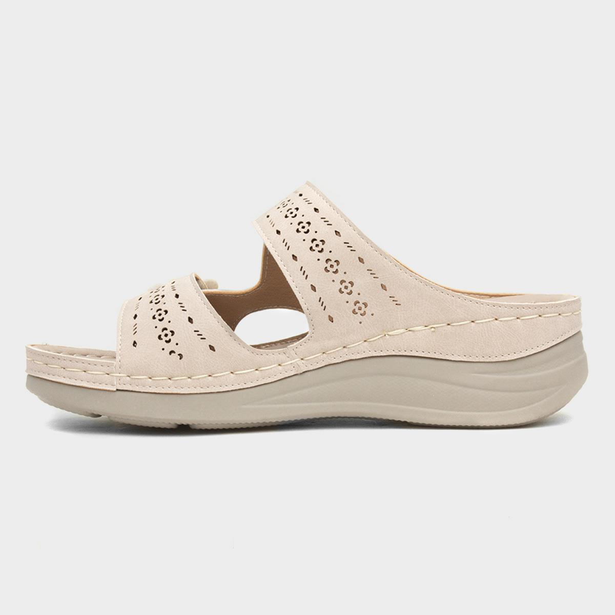 Comfy Steps Madeira Womens Beige Mule Sandal-19304 | Shoe Zone