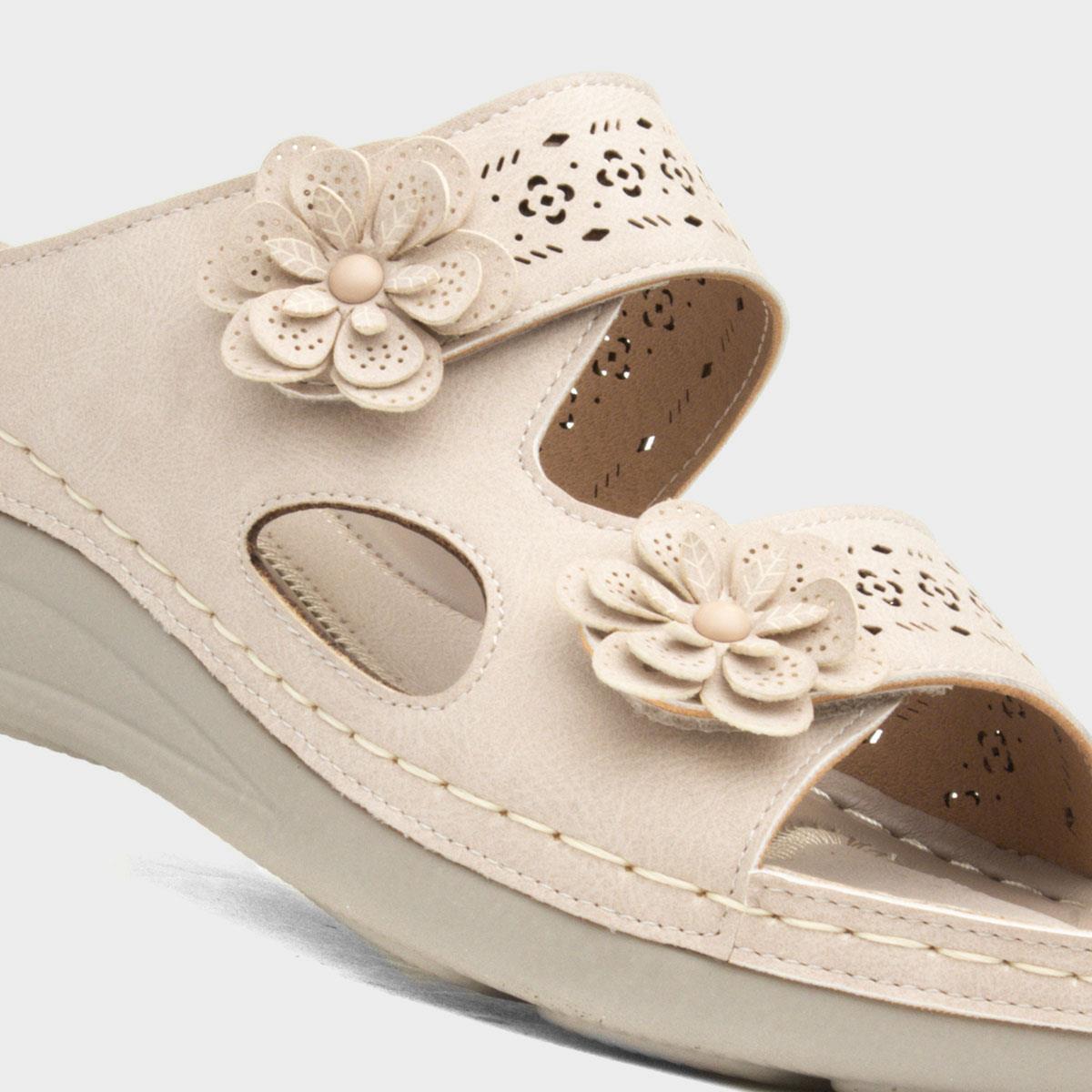Comfy Steps Madeira Womens Beige Mule Sandal-19304 | Shoe Zone