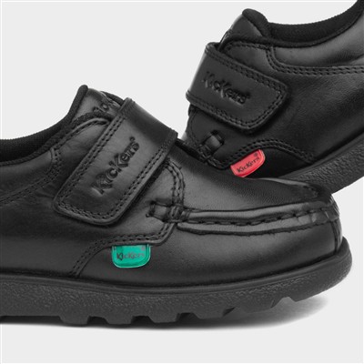 Kickers Fragma Boys Black Leather Shoe-20124 | Shoe Zone