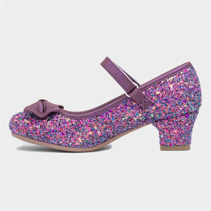 Lilley Sparkle Lacey Girls Purple Glitter Heel-208031 | shoezone