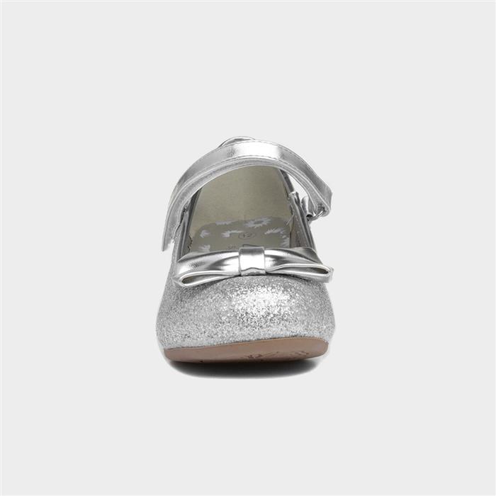 Lilley Sparkle Lacey Girls Silver Glitter Heel-208032 | shoezone