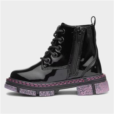 Walkright Emily Girls Black Glitter Sole Boots-281024 | shoezone