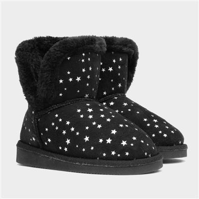 Walkright Floss Girls Black Faux Fur Lined Boot-281038 | Shoe Zone