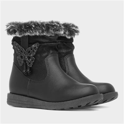 Walkright Lorna Girls Black Butterfly Boot-28146 | shoezone