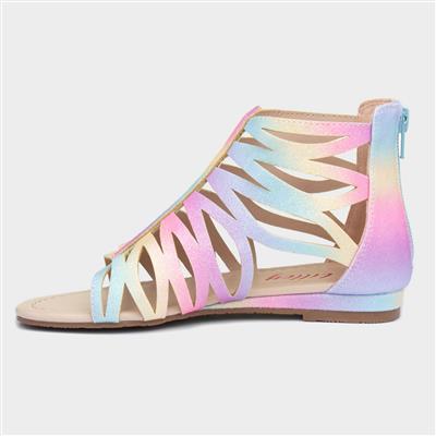 Lilley Girls Rainbow Glitter Zip Up Sandals-298013 | shoezone