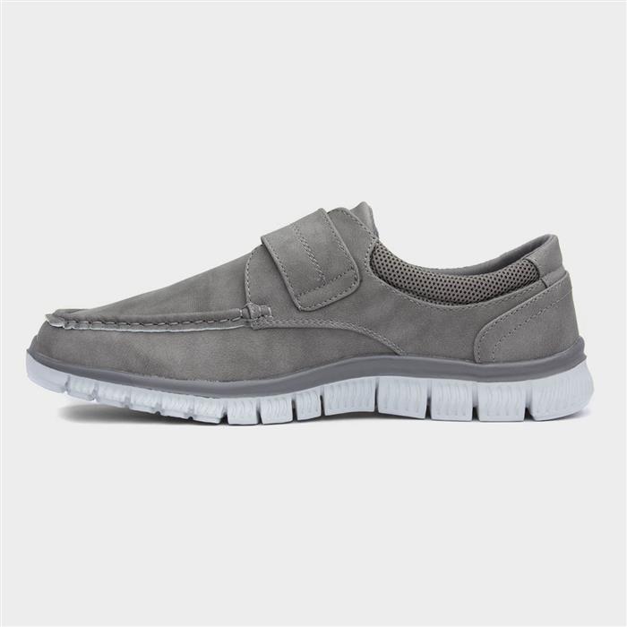 Cushion Walk Greg Mens Grey Easy Fasten Shoe-520443 | Shoe Zone