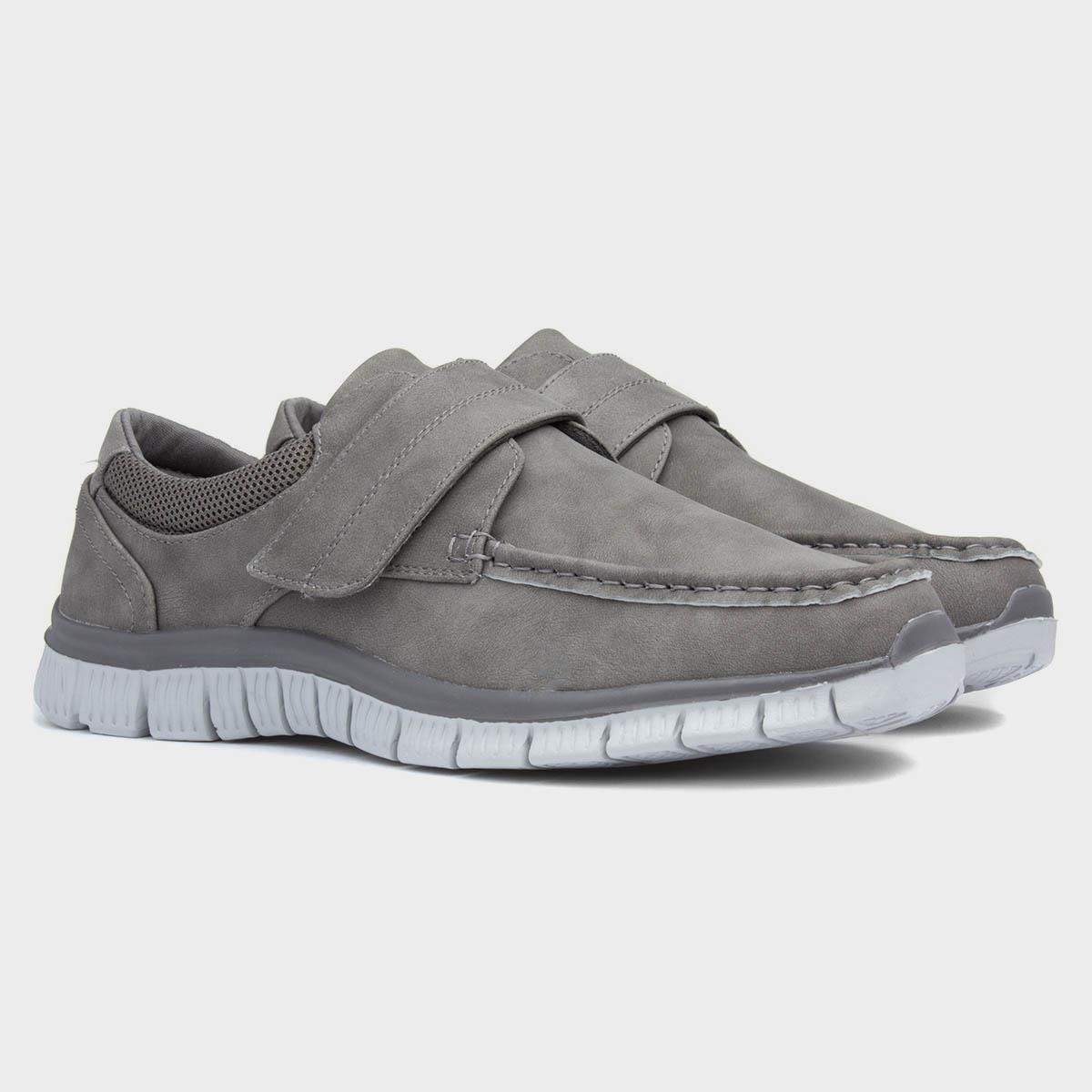 Cushion Walk Greg Mens Grey Easy Fasten Shoe-520443 | Shoe Zone