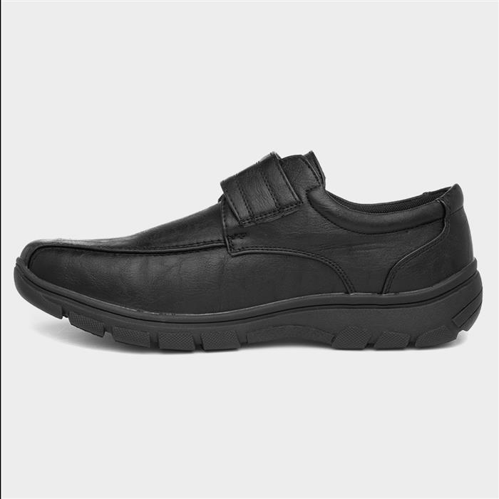 Cushion Walk Mens Black Easy Fasten Shoe-52251 | Shoe Zone