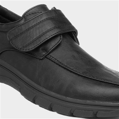 Cushion Walk Mens Black Easy Fasten Shoe-52251 | Shoe Zone