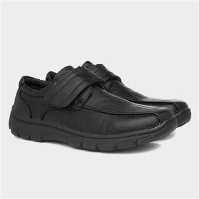 Cushion Walk Mens Black Easy Fasten Shoe-52251 | Shoe Zone