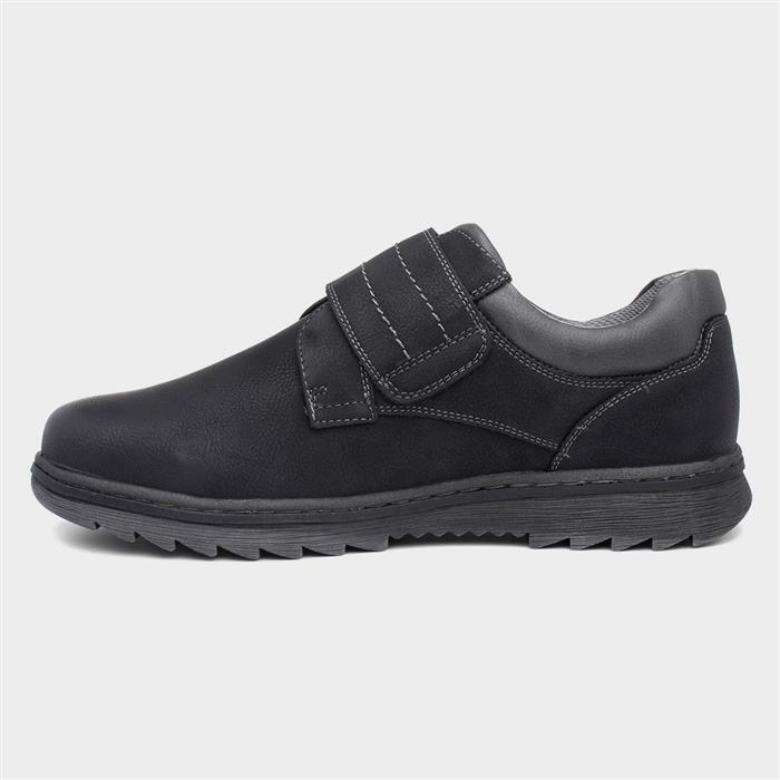 Relife Steve Mens Black Easy Fasten Shoe-52384 | Shoe Zone