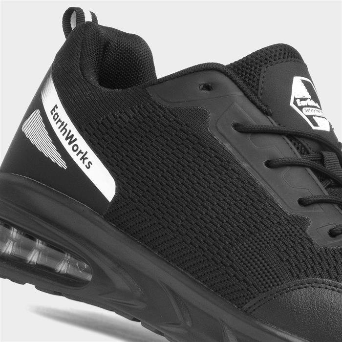 EarthWorks Mitre Mens Black Knitted Safety Shoe-55224 | shoezone
