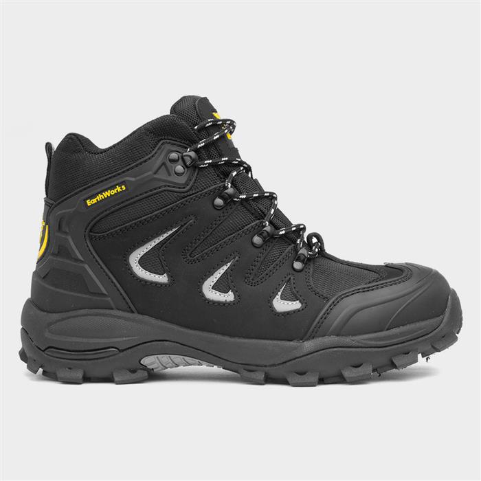 EarthWorks Sander Mens Black Leather Safety Boot-558129 | Shoe Zone