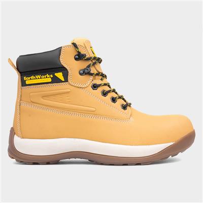 EarthWorks Mortar Mens Honey Leather Safety Boot-558132 | Shoe Zone