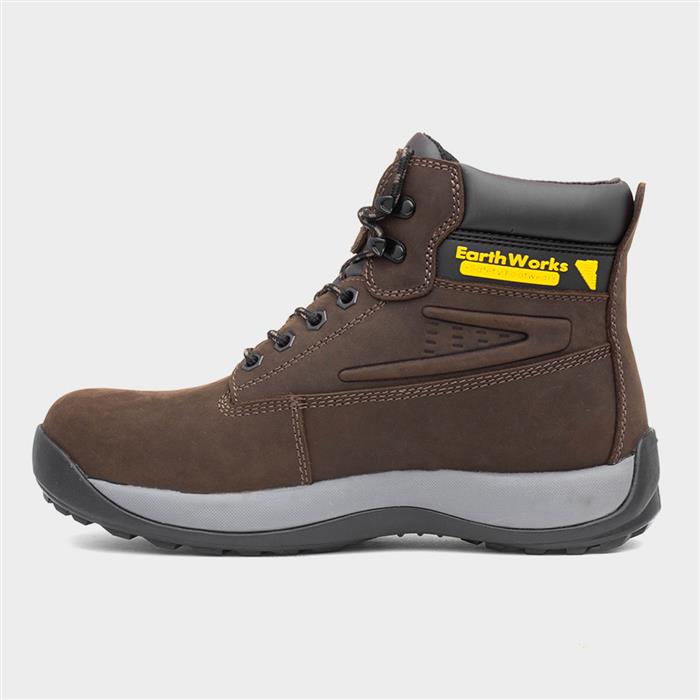 EarthWorks Mortar Mens Brown Leather Safety Boot-558133 | shoezone