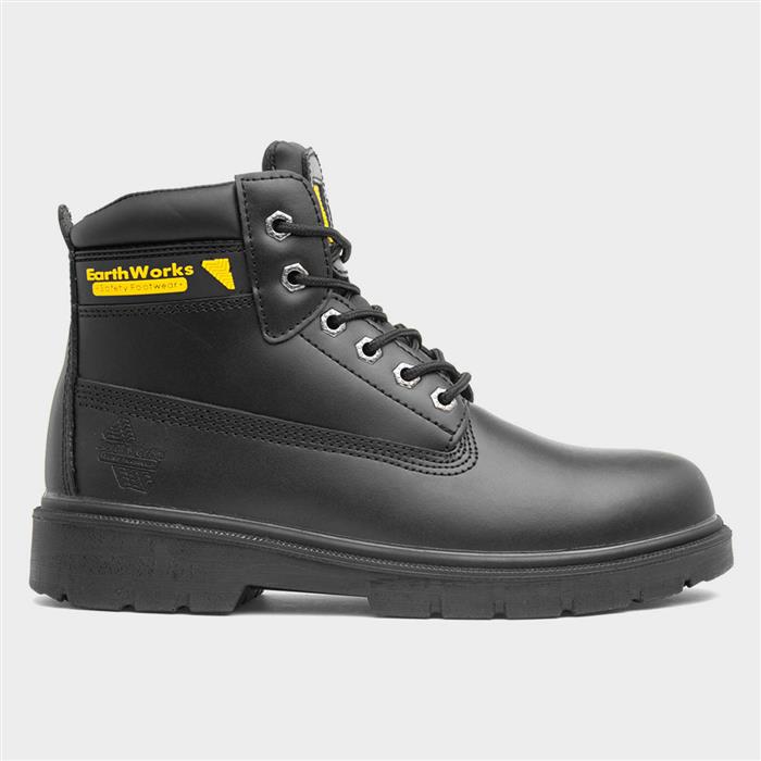 EarthWorks Hammer Mens Lace Up Black Safety Boot-58584 | Shoe Zone