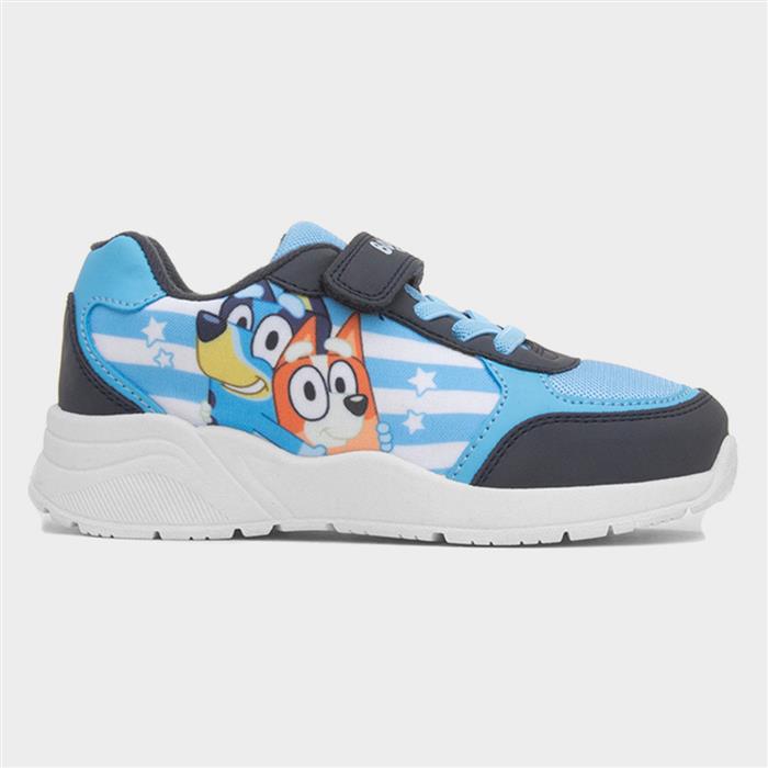 Bluey Stripe Kids Blue Easy Fasten Trainer-80099 | shoezone