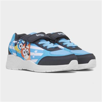 Bluey Stripe Kids Blue Easy Fasten Trainer-80099 | Shoe Zone