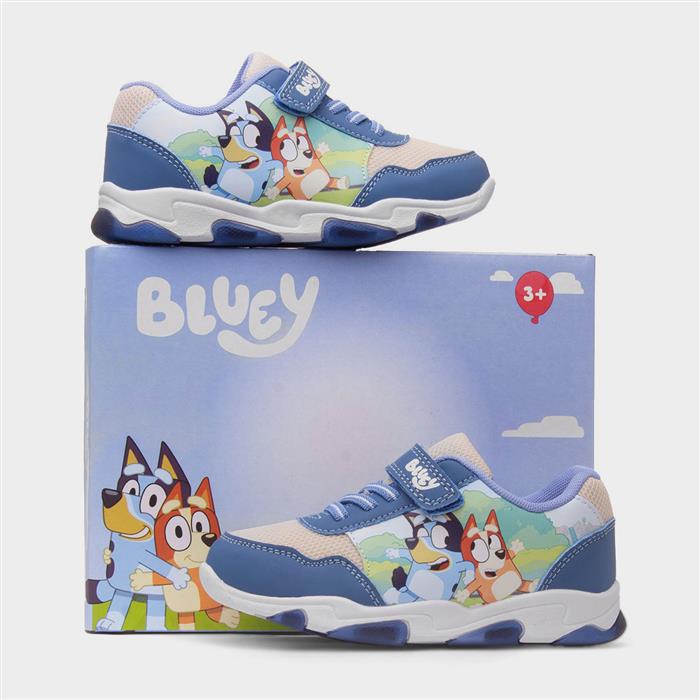 Bluey Kids Blue Easy Fasten Light Up Trainers-80702 | shoezone