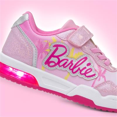 Barbie Kids Pink Iridescent Light Up Trainer-80736 | Shoe Zone